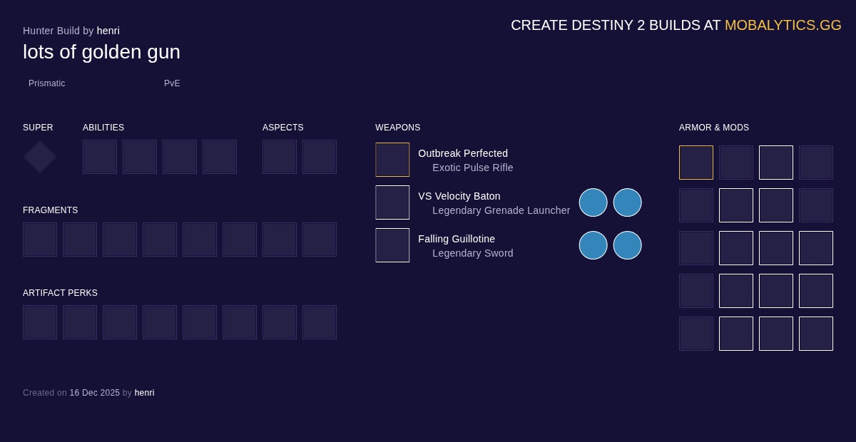 lots of golden gun - Destiny 2 Prismatic Hunter Build by henri