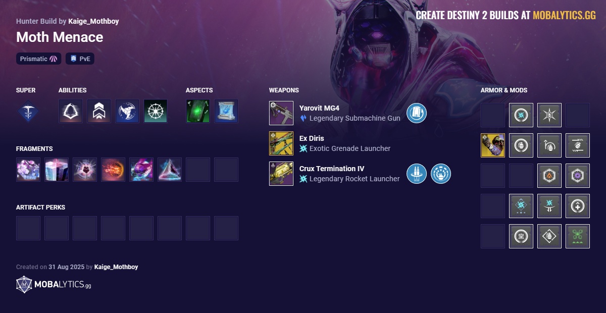 Moth Menace - Destiny 2 Prismatic Hunter Build by Kaige_Mothboy