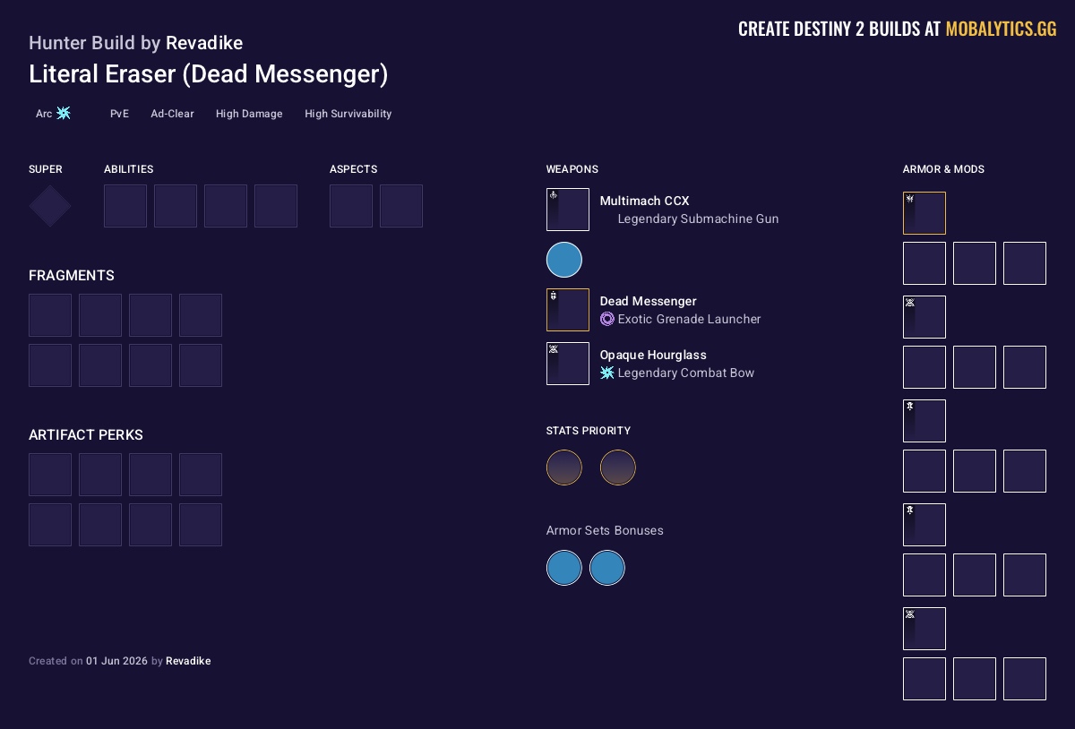 Literal Eraser (Dead Messenger) - Destiny 2 Hunter Build for PvE ...