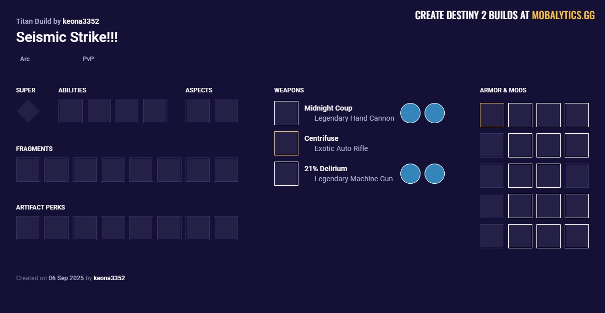 Seismic Strike!!! - Destiny 2 Arc Titan Build by keona3352