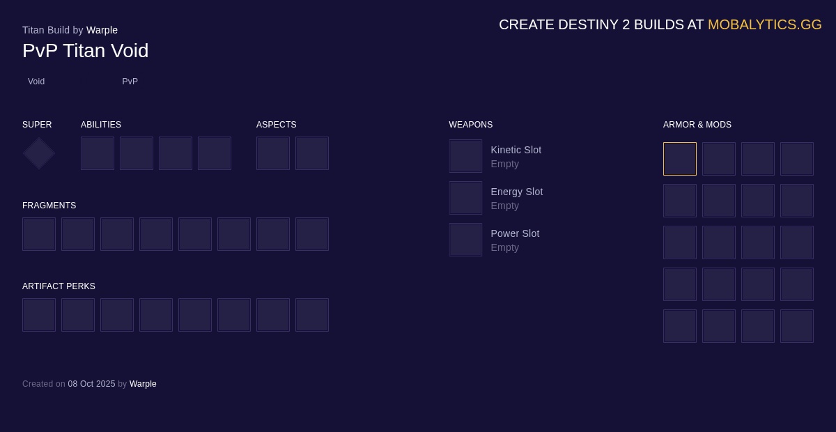 PvP Titan Void - Destiny 2 Void Titan Build by Warple