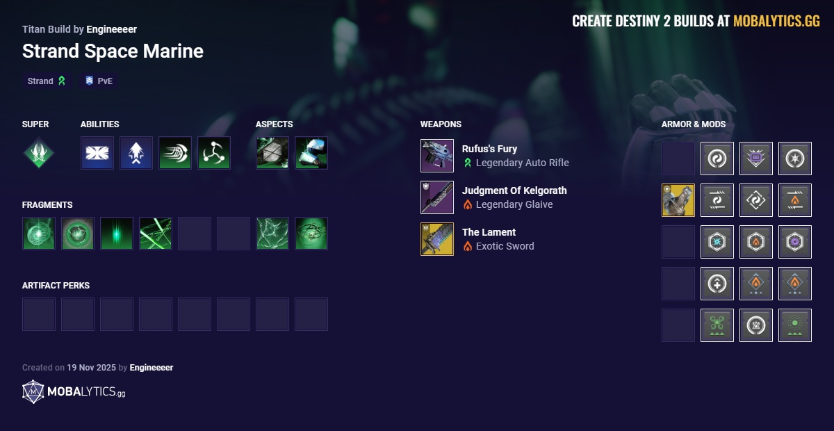 Strand Space Marine - Destiny 2 Strand Titan Build by Engineeeer