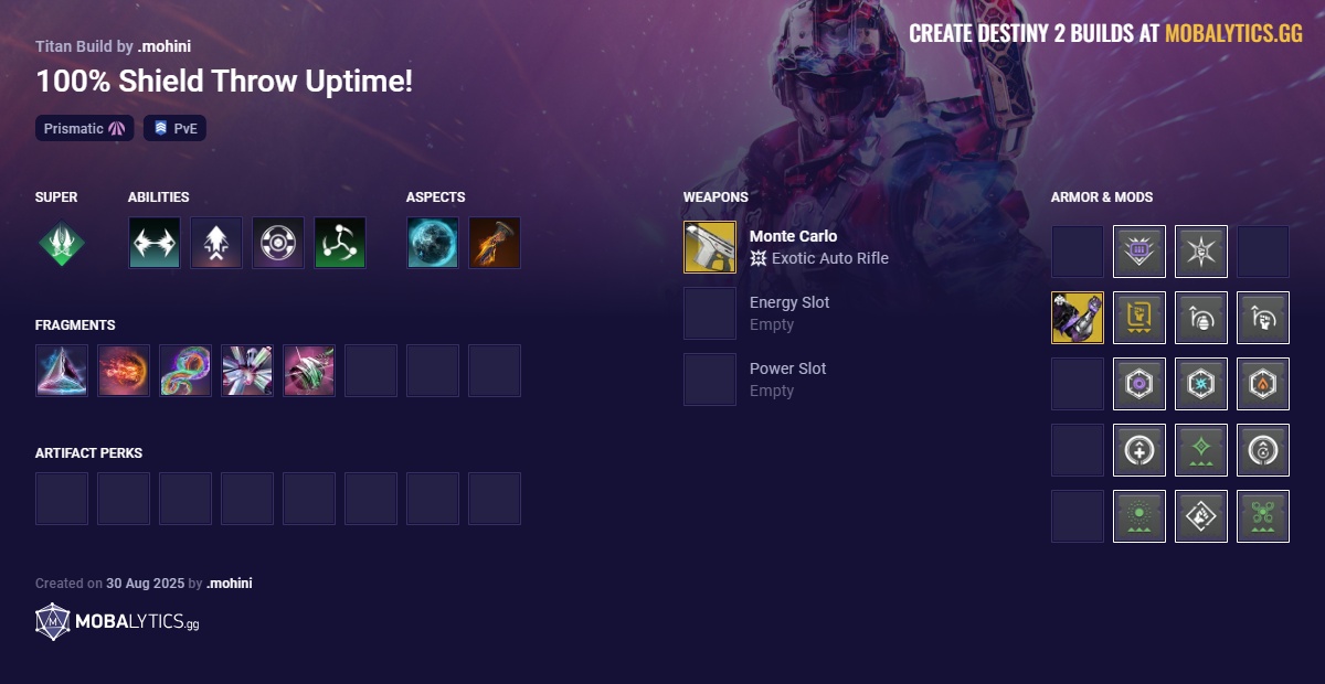 100% Shield Throw Uptime! - Destiny 2 Prismatic Titan Build by .mohini
