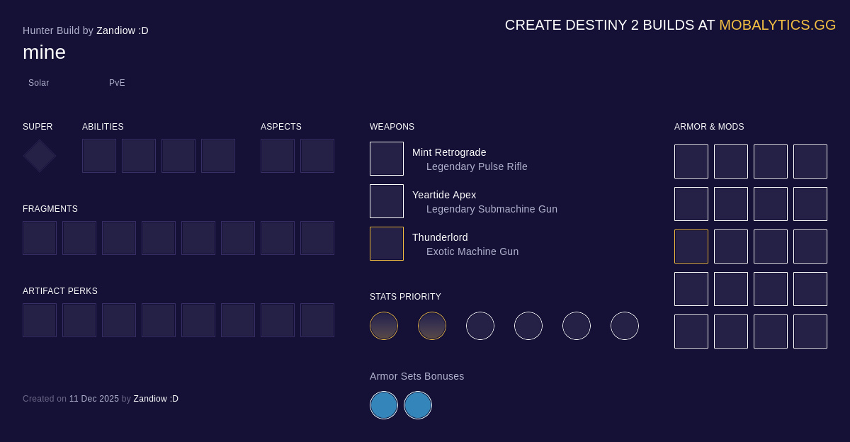 mine - Destiny 2 Solar Hunter Build by Zandiow :D