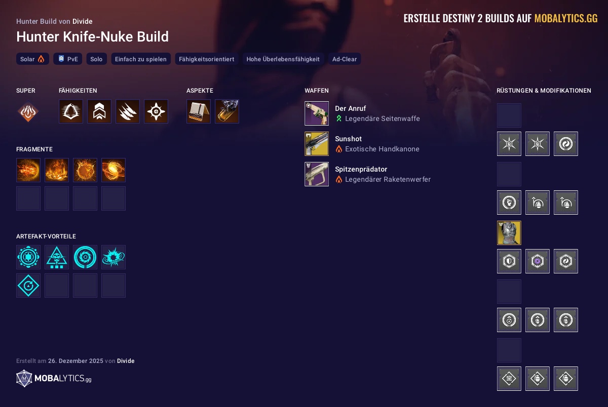 Hunter Knife-Nuke Build - Destiny 2 Hunter Build for PvE - Mobalytics