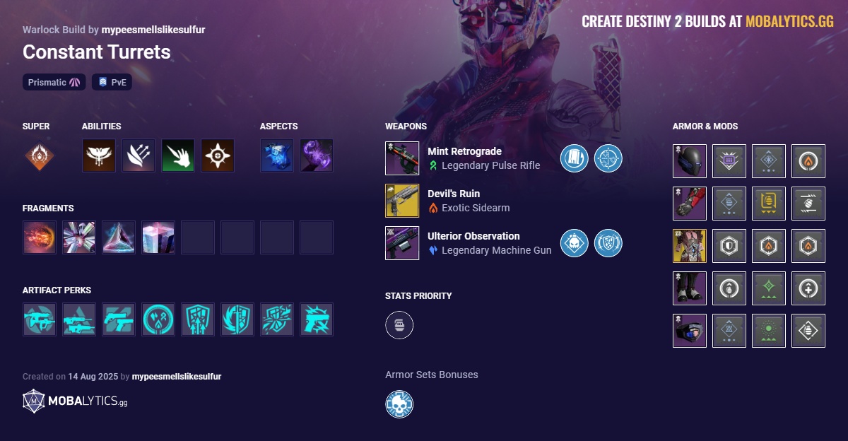 Constant Turrets - Destiny 2 Prismatic Warlock Build by ...