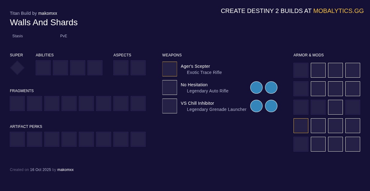 Walls And Shards - Destiny 2 Stasis Titan Build by makomxx