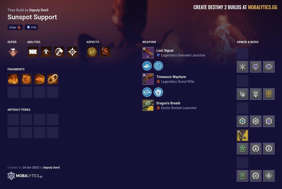 Sunspot Support - Destiny 2 Solar Titan Build by Deputy Devil