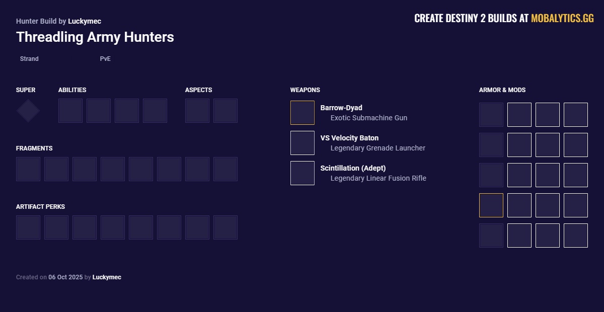 Threadling Army Hunters - Destiny 2 Strand Hunter Build by Luckymec