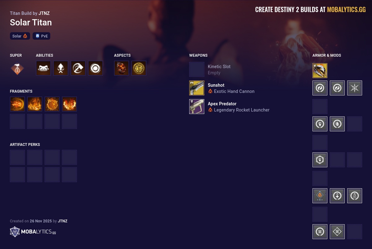 Solar Titan - Destiny 2 Solar Titan Build by JTNZ