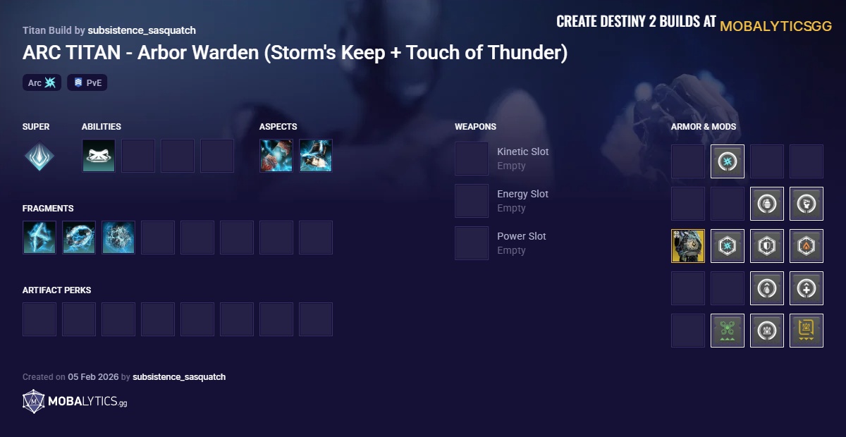 ARC TITAN - Arbor Warden (Storm's Keep + Touch of Thunder) - Destiny 2 ...