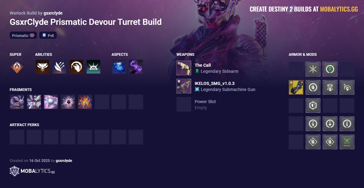 GsxrClyde Prismatic Devour Turret Build - Destiny 2 Prismatic Warlock ...