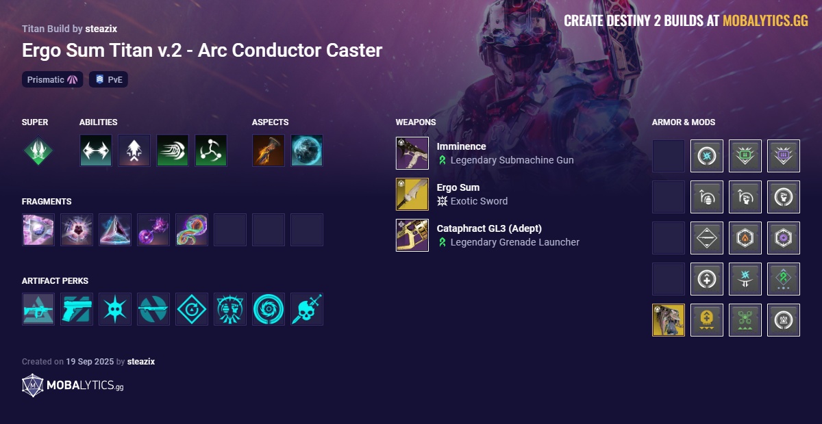 Ergo Sum Titan v.2 - Arc Conductor Caster - Destiny 2 Prismatic Titan ...