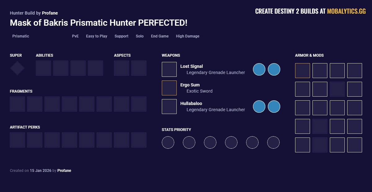 Mask of Bakris Prismatic Hunter PERFECTED! - Destiny 2 Hunter Build for ...