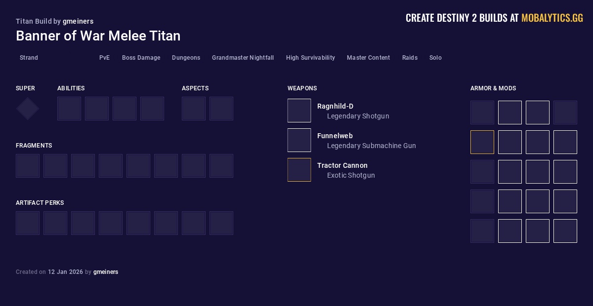 Banner of War Melee Titan - Destiny 2 Titan Build for PvE - Mobalytics
