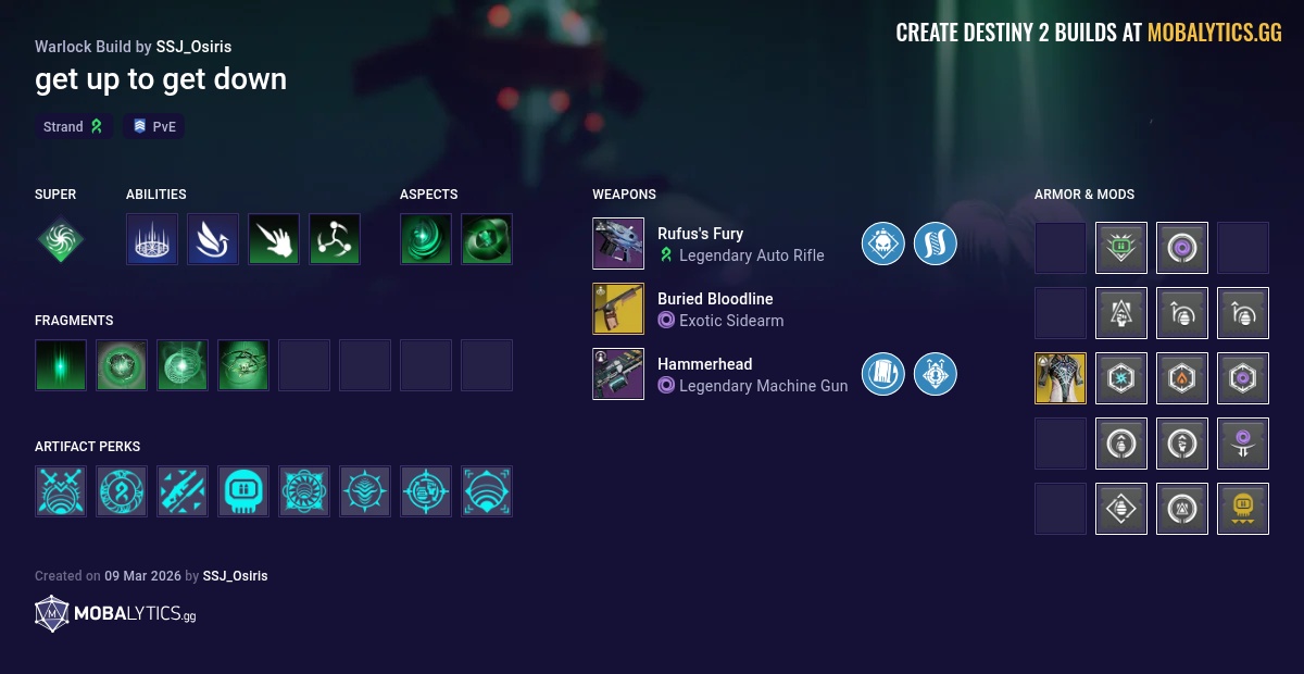 get up to get down - Destiny 2 Strand Warlock Build by SSJ_Osiris