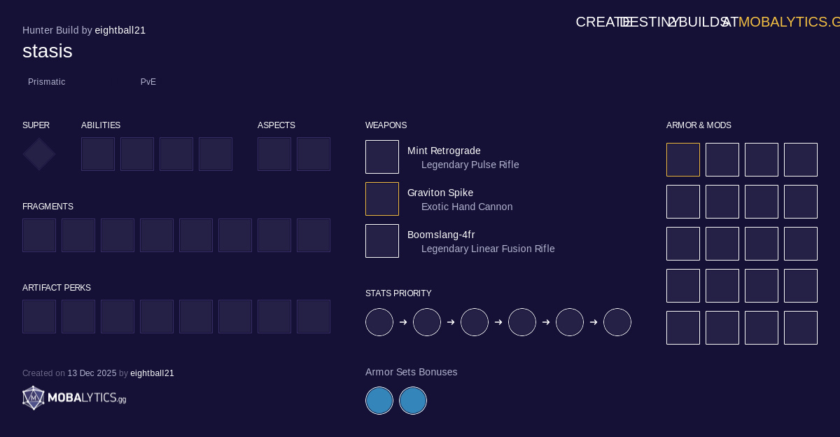stasis - Destiny 2 Prismatic Hunter Build by eightball21