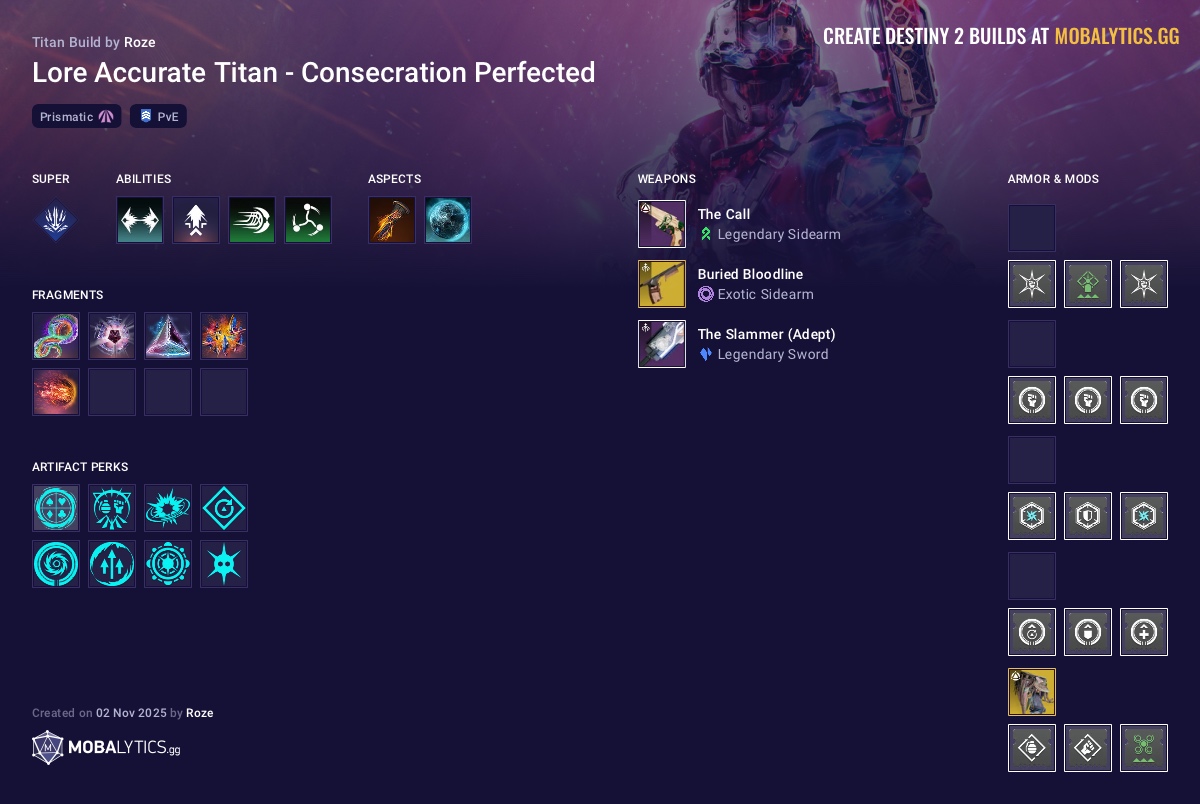 Lore Accurate Titan - Consecration Perfected - Destiny 2 Prismatic ...