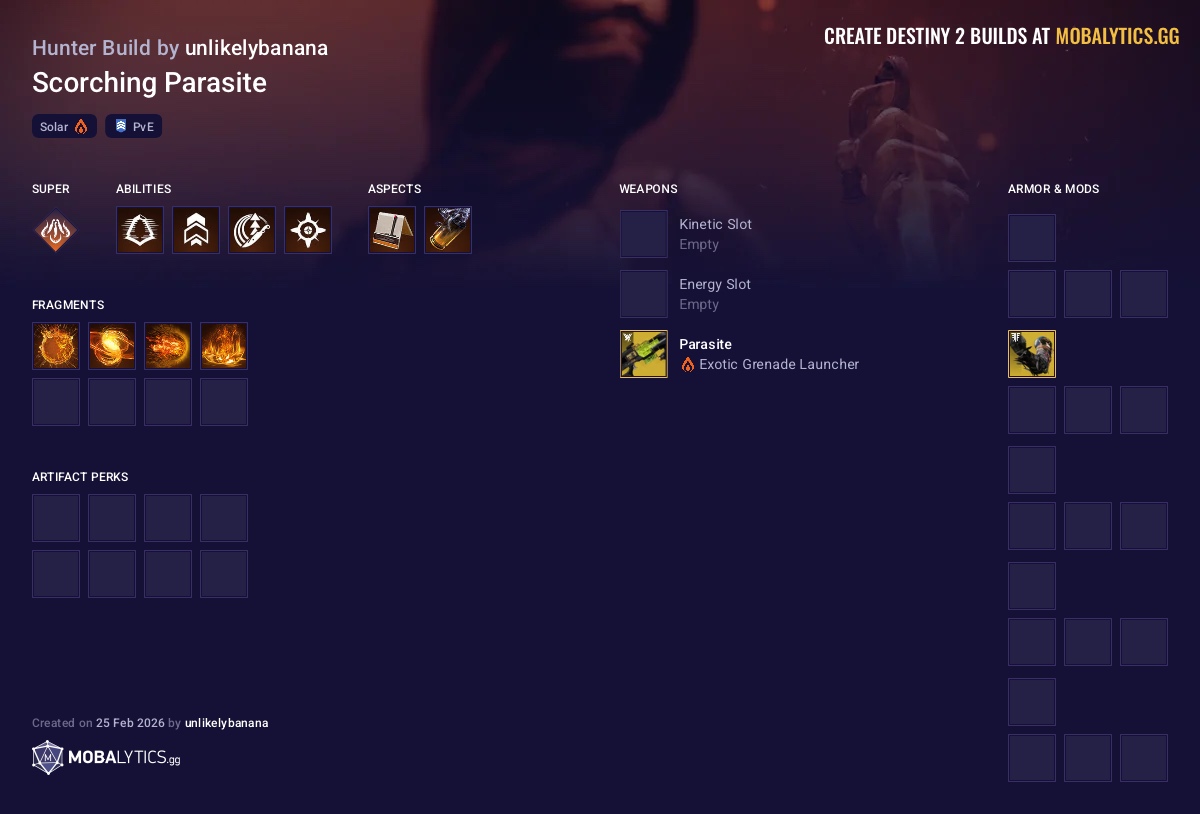 Scorching Parasite - Destiny 2 Solar Hunter Build by unlikelybanana