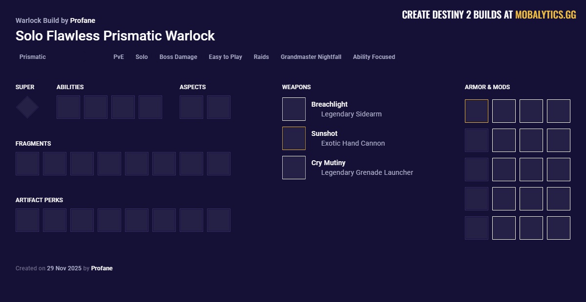 Solo Flawless Prismatic Warlock - Destiny 2 Prismatic Warlock Build by Profane