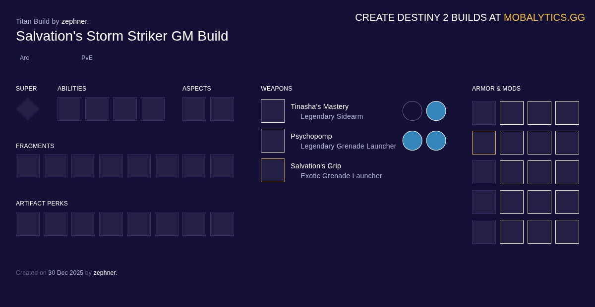 Salvation's Storm Striker GM Build - Destiny 2 Arc Titan Build by zephner.