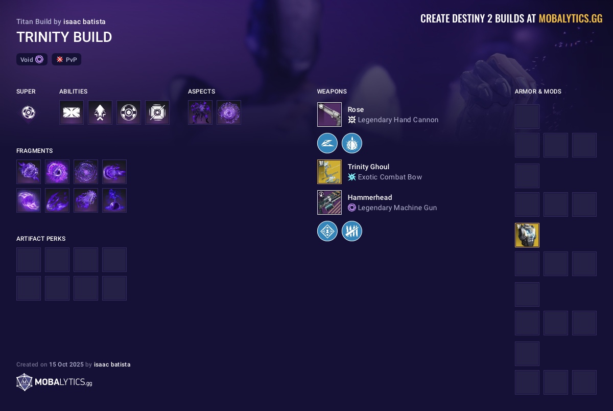 TRINITY BUILD - Destiny 2 Void Titan Build by isaac batista