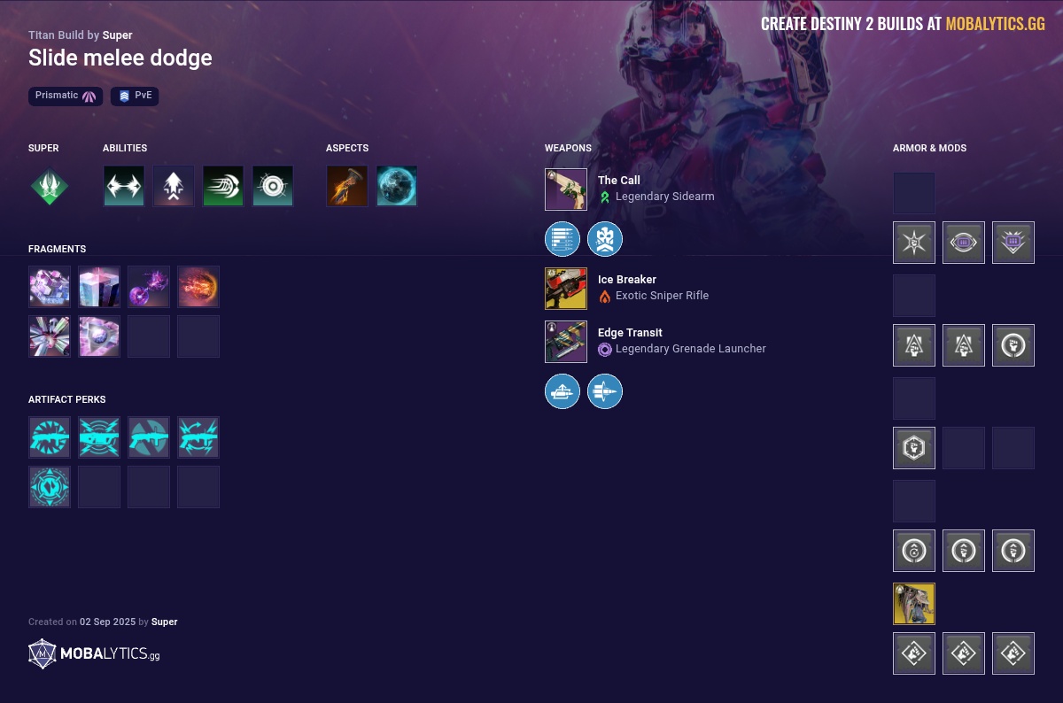 Slide melee dodge - Destiny 2 Prismatic Titan Build by Super