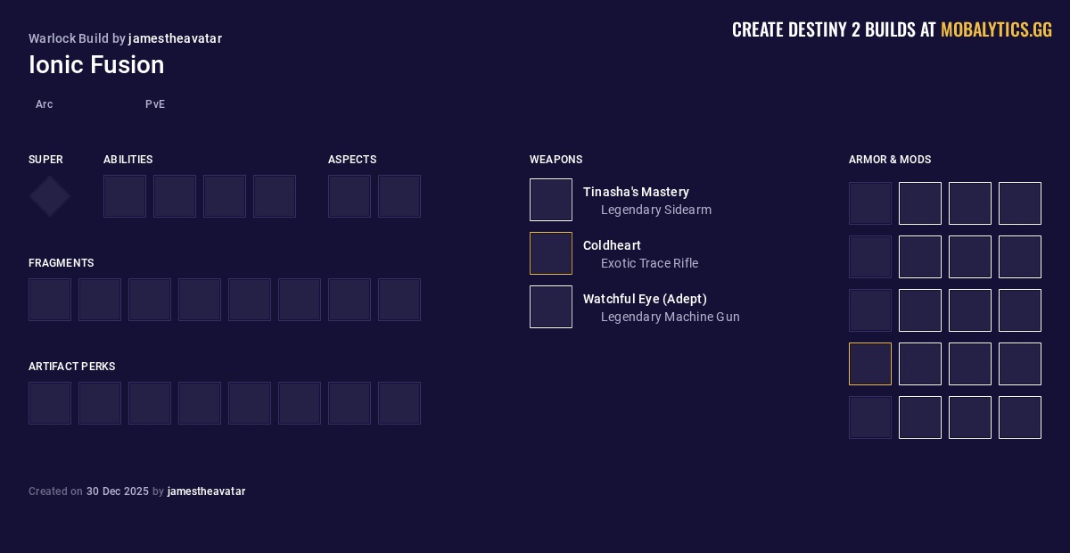 Ionic Fusion - Destiny 2 Arc Warlock Build by jamestheavatar