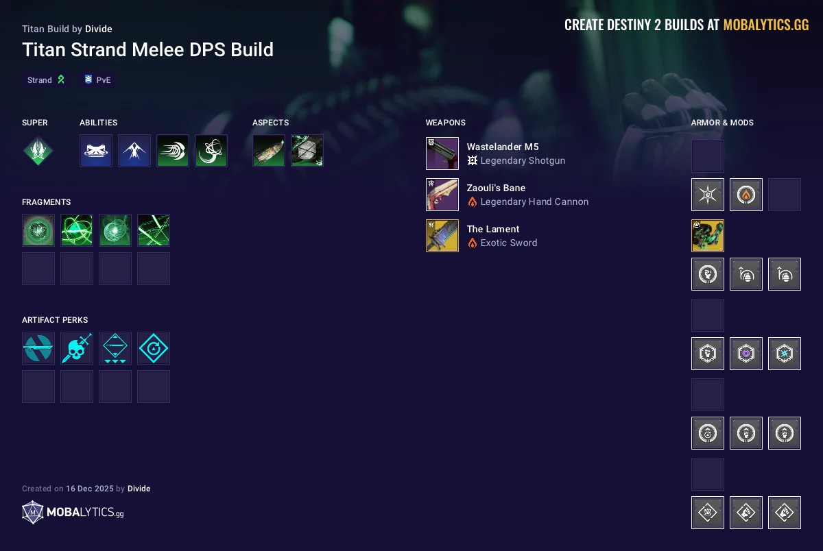 Titan Strand Melee DPS Build - Destiny 2 Strand Titan Build by Divide