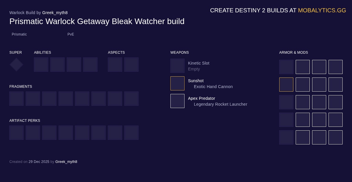 Prismatic Warlock Getaway Bleak Watcher build - Destiny 2 Prismatic ...