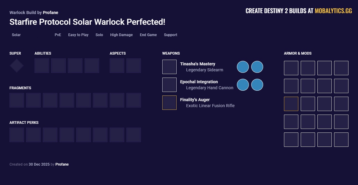 Starfire Protocol Solar Warlock Perfected! - Destiny 2 Warlock Build ...