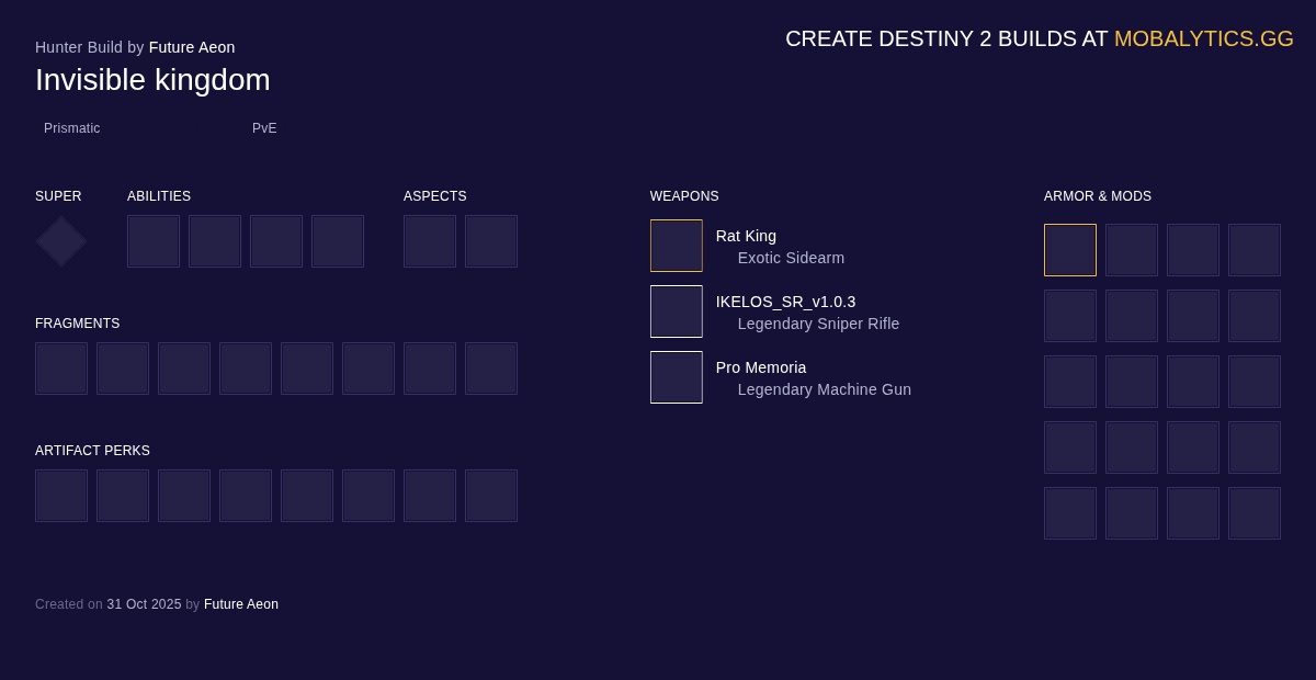 Invisible kingdom - Destiny 2 Prismatic Hunter Build by Future Aeon