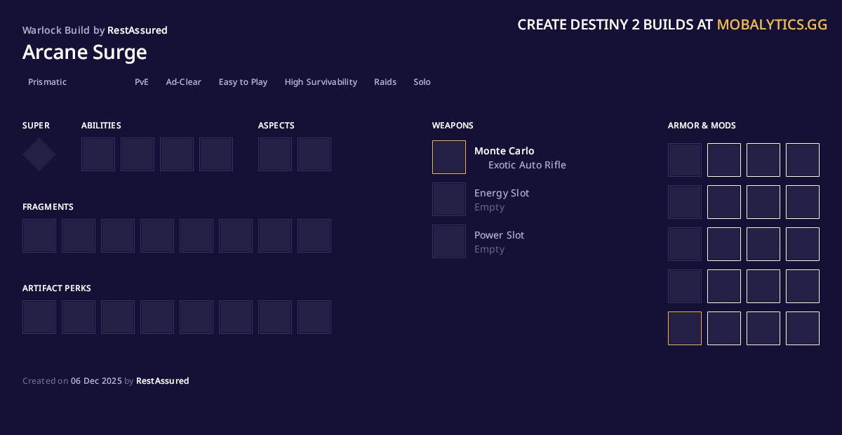 Arcane Surge - Destiny 2 Warlock Build for PvE - Mobalytics
