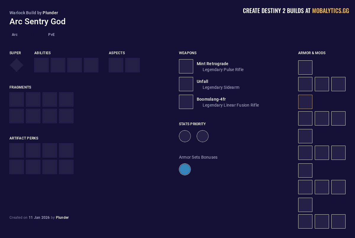 Arc Sentry God - Destiny 2 Arc Warlock Build by Plunder