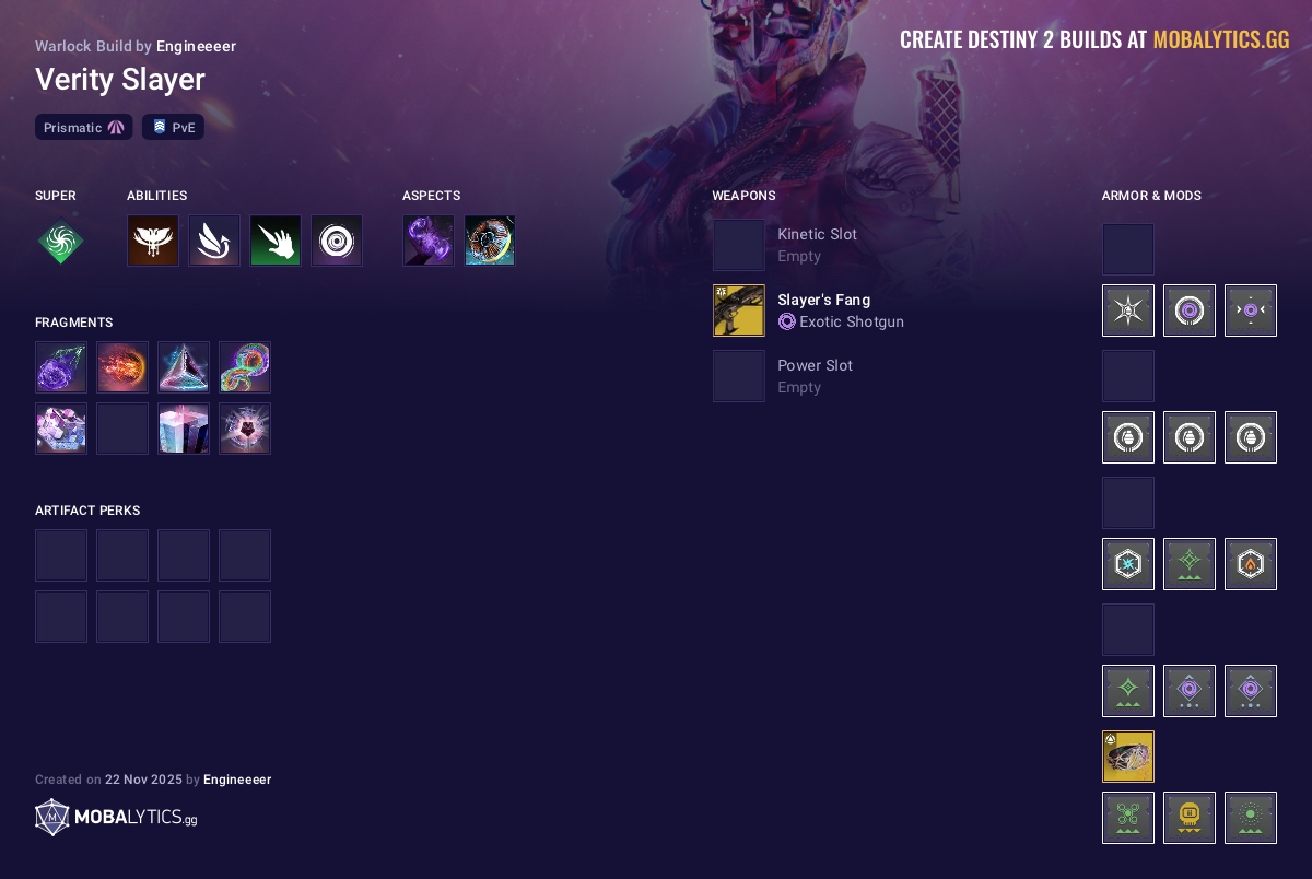 Verity Slayer - Destiny 2 Prismatic Warlock Build by Engineeeer