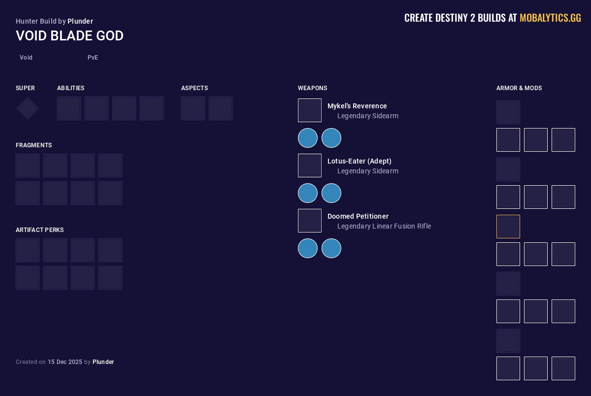 VOID BLADE GOD - Destiny 2 Void Hunter Build by Plunder