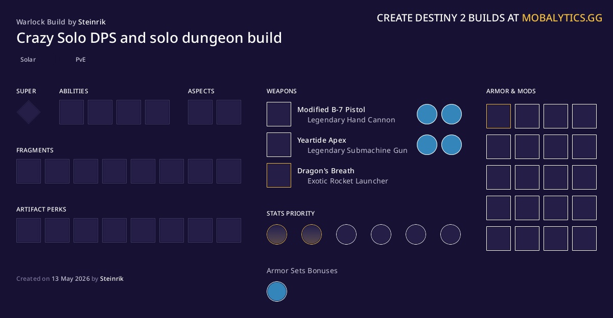 Crazy Solo DPS and solo dungeon build - Destiny 2 Solar Warlock Build ...