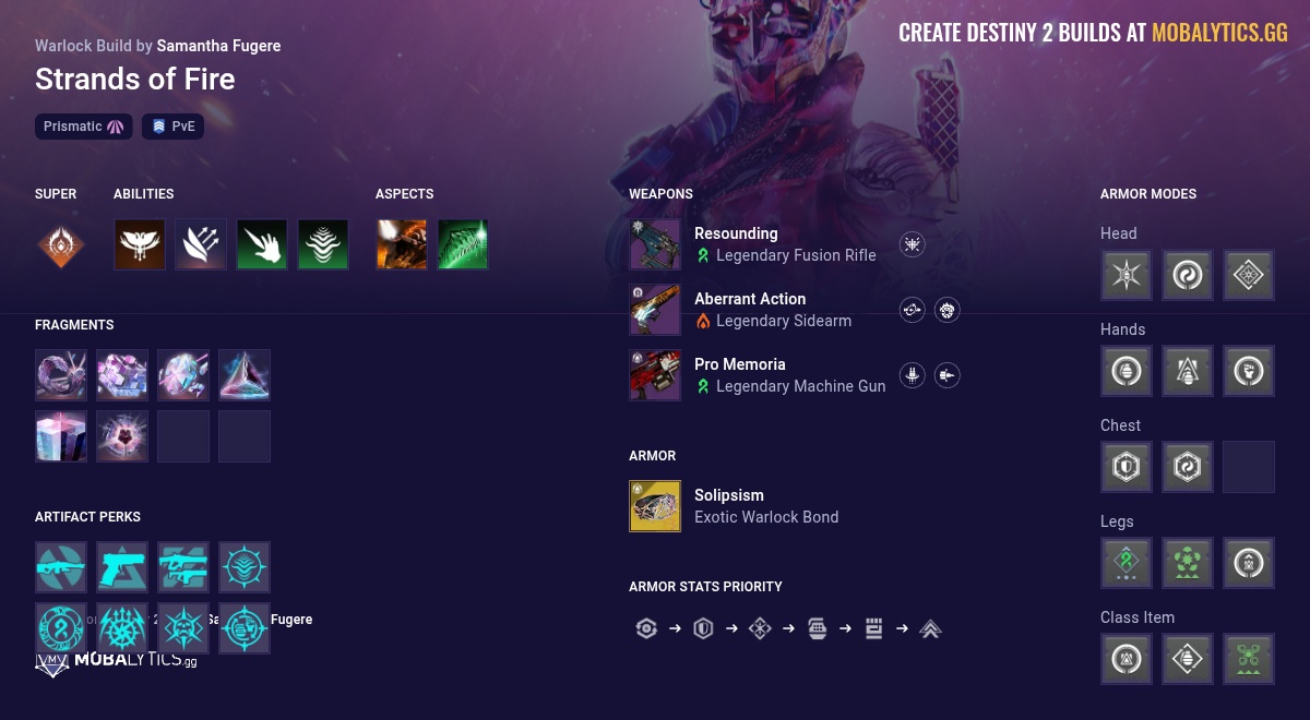 Strands of Fire - Destiny 2 Prismatic Warlock Build by Samantha Fugere