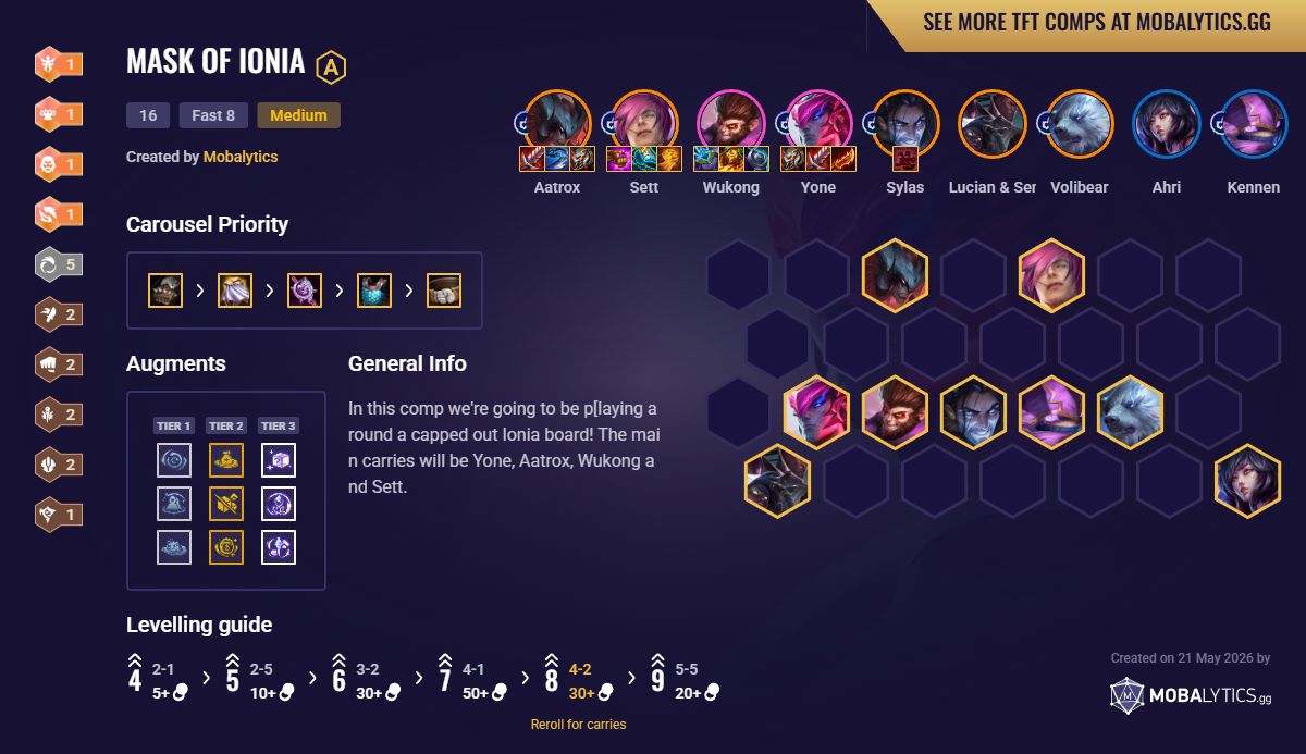 Mask of Ionia - TFT Meta Comp Set 16 Guide - Mobalytics